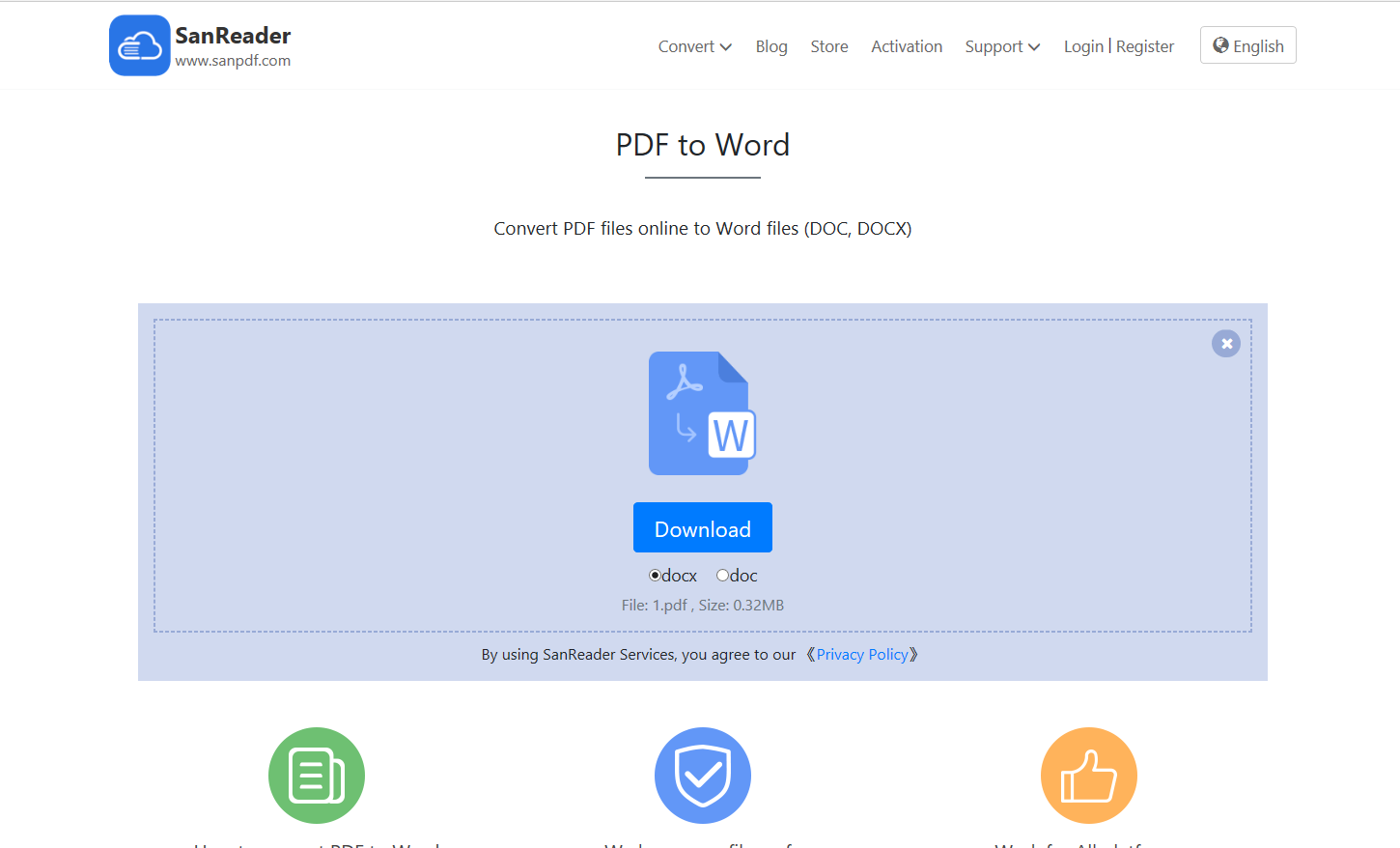 PDF to Word – Kostenlose Online-Doc, Docx to PDF-Tools – SanPDF ...